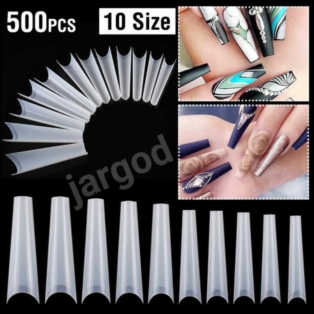 XXL Flat French Tips Half Cover False Nail Tips | Nail Art | Fake Nails ...