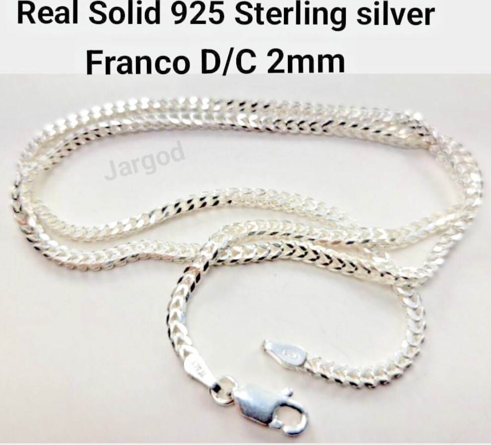 Italian Real Solid 925 Sterling Silver Franco Diamond Cut Chain ...