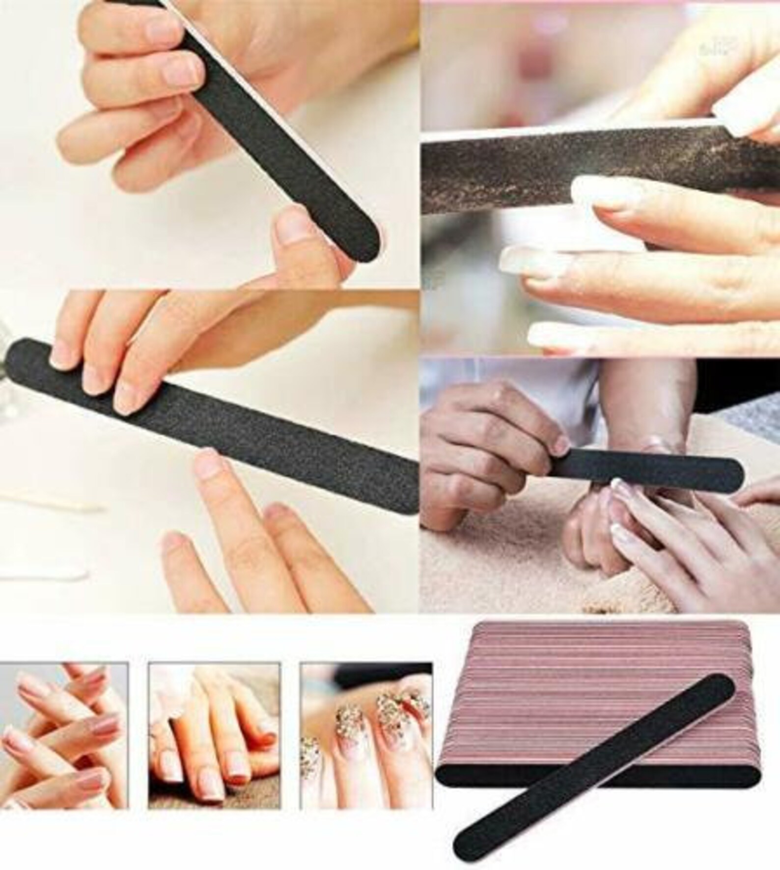 Black Sanding File Buffer | Nail Art File | Double Sided Manicure Emery ...