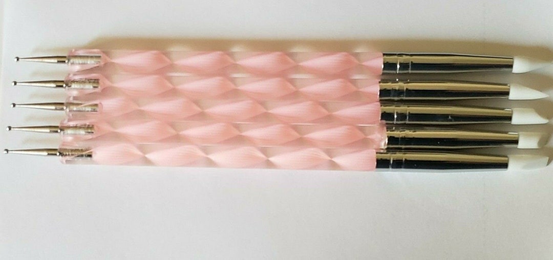 5pc/set 2 Way Nail Art Dotting Tool Double Heads Pen Brush, Marbleizing ...