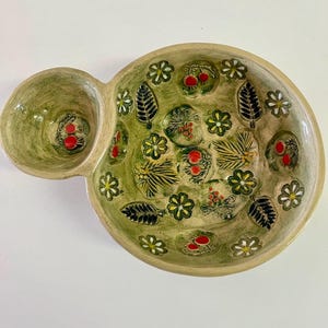 Handmade Ceramic Double Bowl Set: 7 Species Judaica Israeli Pottery ...