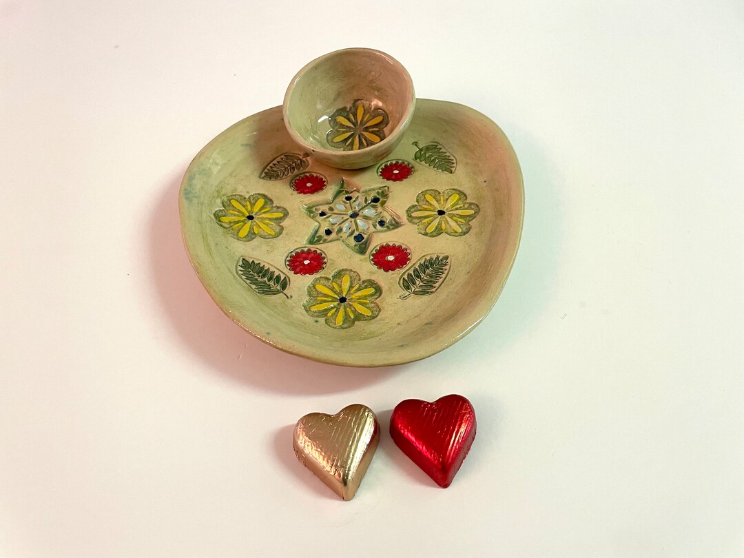 Handmade Ceramic Star Tray With Bowl: Israeli Pottery Serving Dish - Etsy