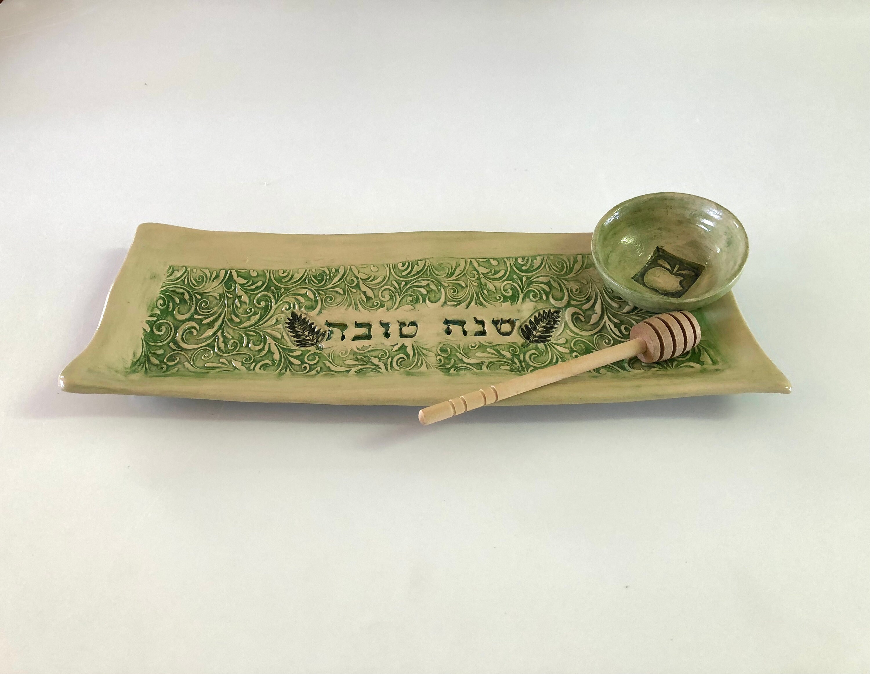 Rosh Hashanah Ceramic Large Tray Set Judaica Serving Plate - Etsy