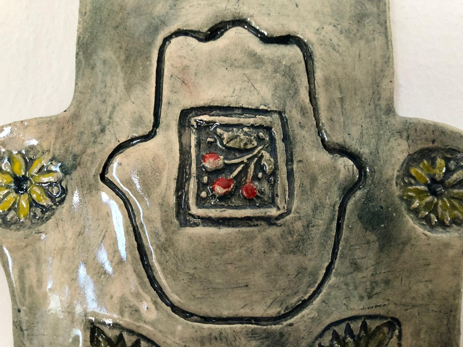 Hamsa Ceramic Wall Decor With Hamsa and Pomegranate judaica - Etsy