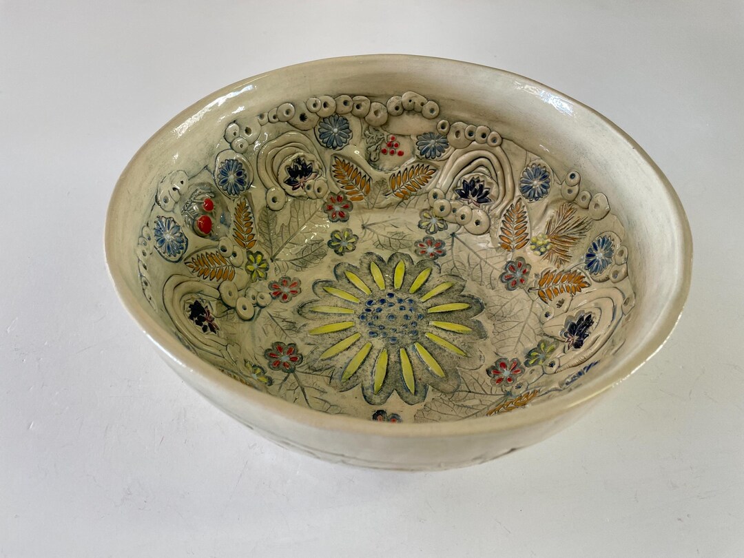 Handmade Ceramic Seven Species Large Bowl: Israeli Art Judaica Serving ...