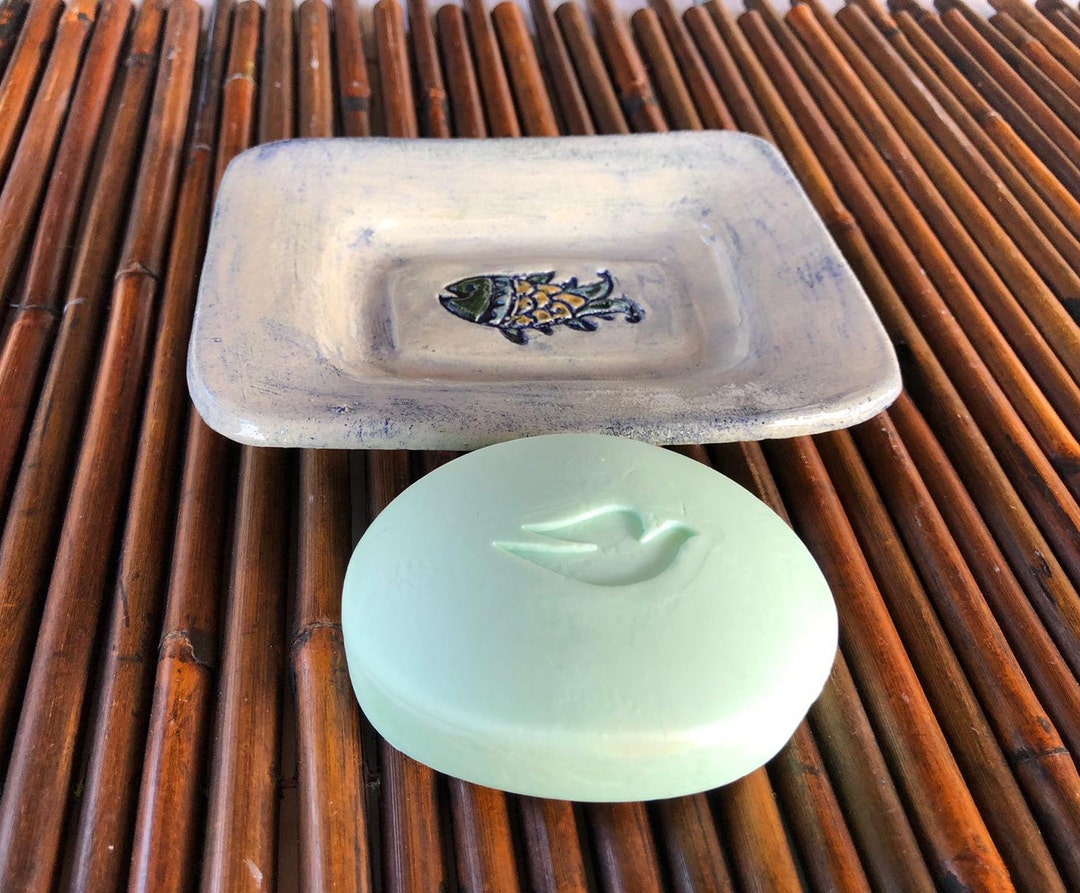 Pottery Blue Fish Soap Dish, Handmade Ceramic Soap Dish for the ...