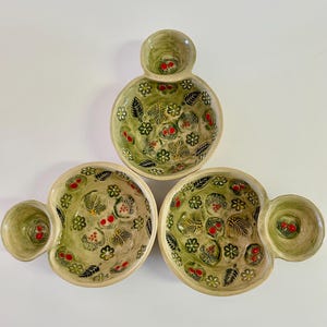 Handmade Ceramic Double Bowl Set: 7 Species Judaica Israeli Pottery ...