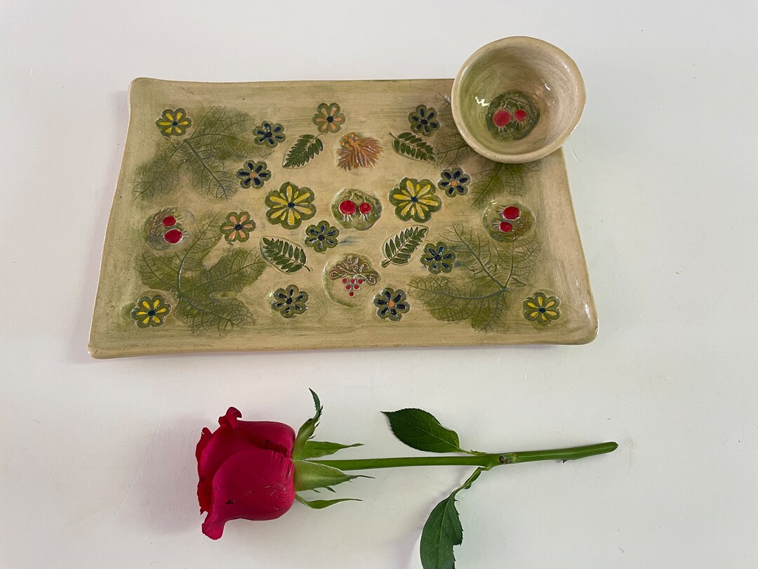 Ceramic Abundance Serving Tray With a Bowl Set, Pottery Plate With ...