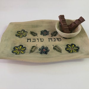Handmade Ceramic Rosh Hashanah Plate Set: Honey and Apple Tray - Etsy