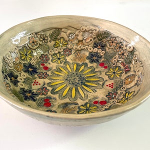 Big Ceramic Fruit Bowl With Flowers, Seven Spices& Pomegranate ...