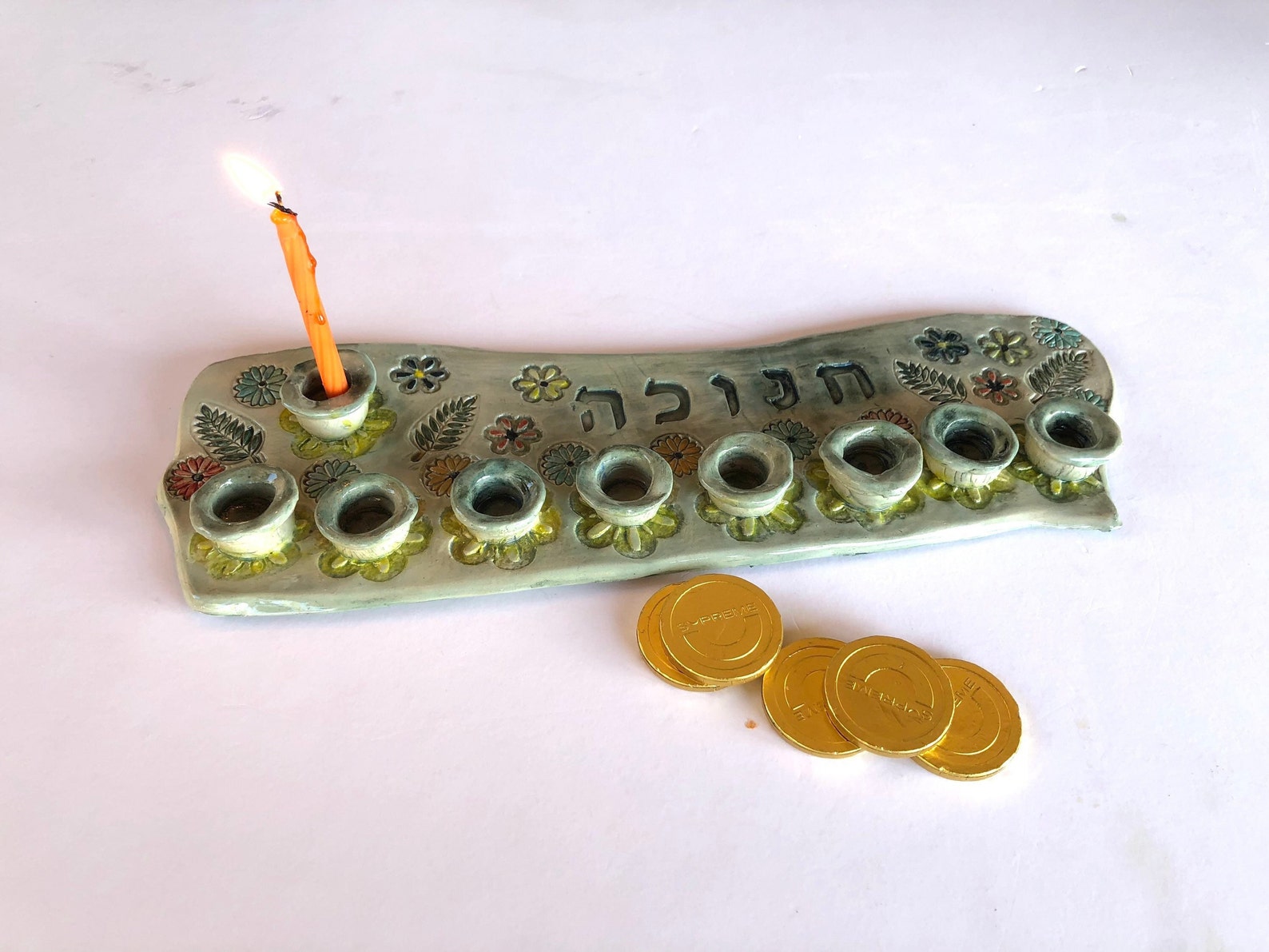 Chanukah Ceramic Menorah One of a Kind Handmade Kosher - Etsy