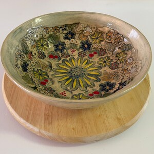 Big Ceramic Fruit Bowl With Flowers, Seven Spices& Pomegranate ...