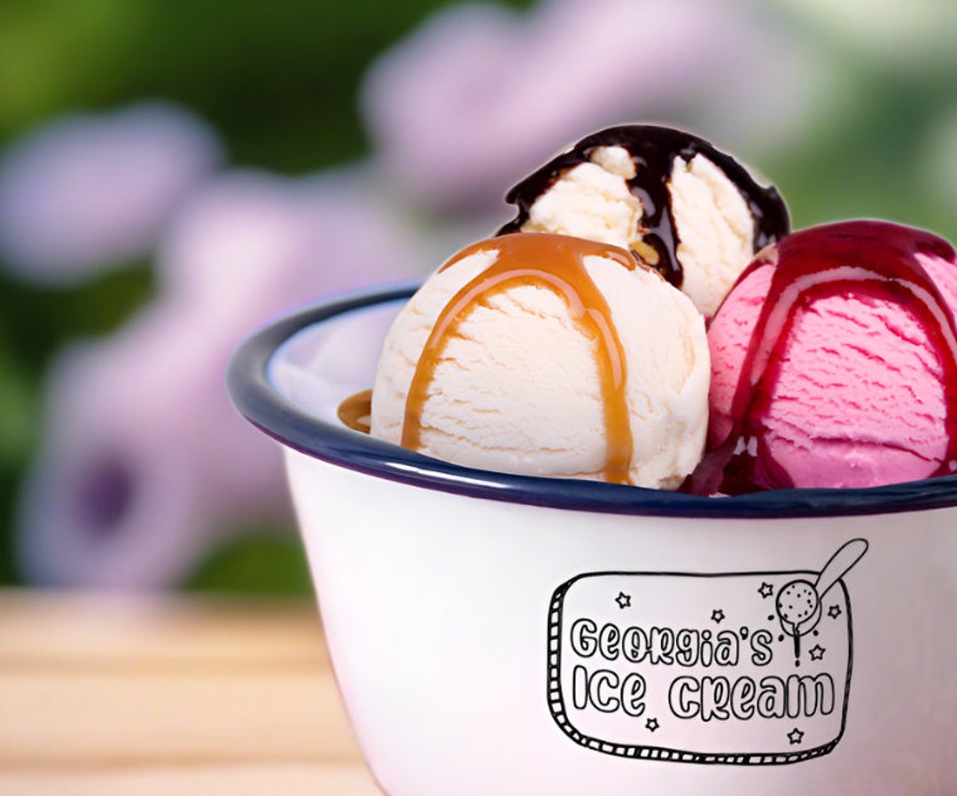 Personalised Enamel Ice Cream Bowl , Custom Enamel Bowl for Ice Cream ...