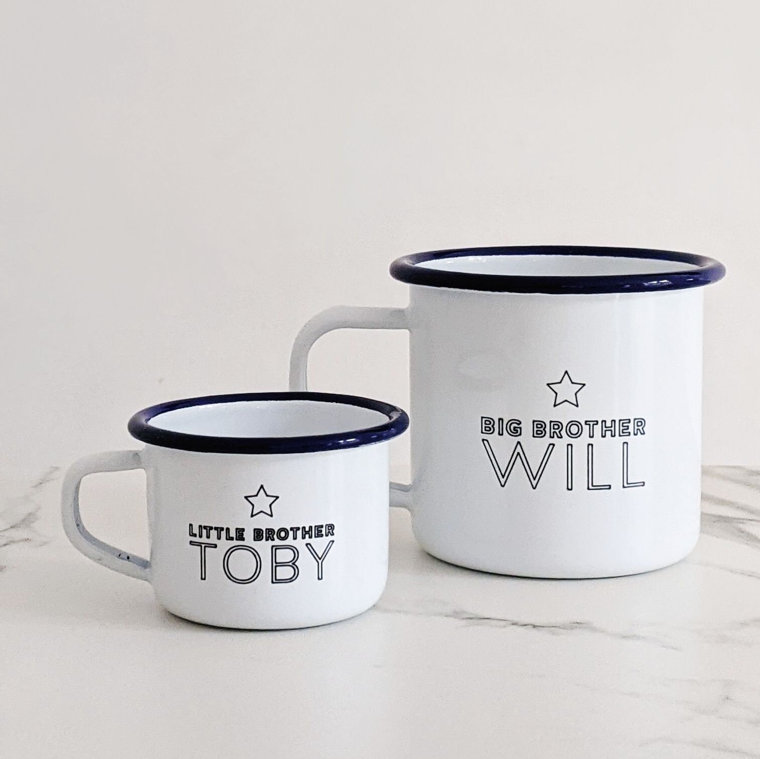 Personalised Brother and Sister Mugs Enamel Mugs for | Etsy
