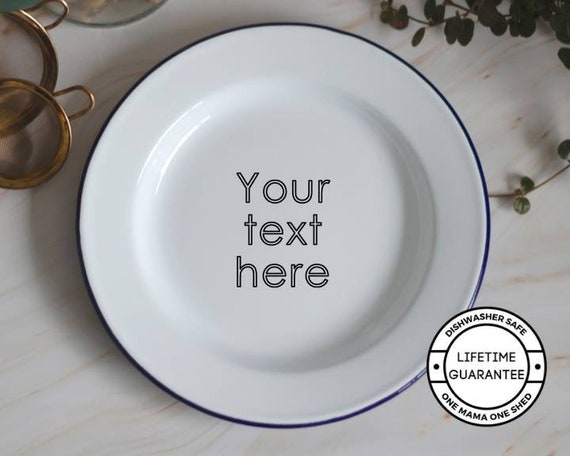 Your Text Here Engraved Enamel Plate - Etsy UK