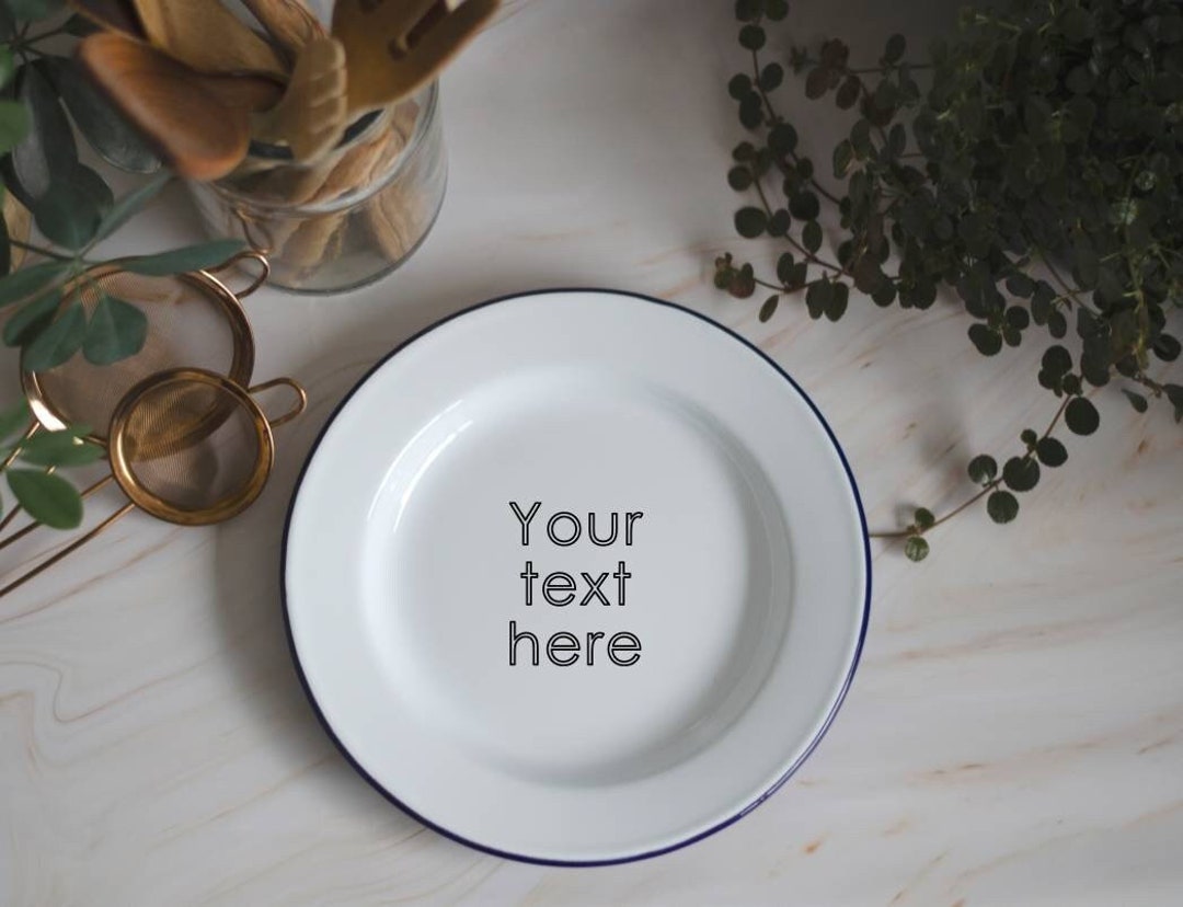 Your Text Here - Engraved Enamel Plate - Etsy