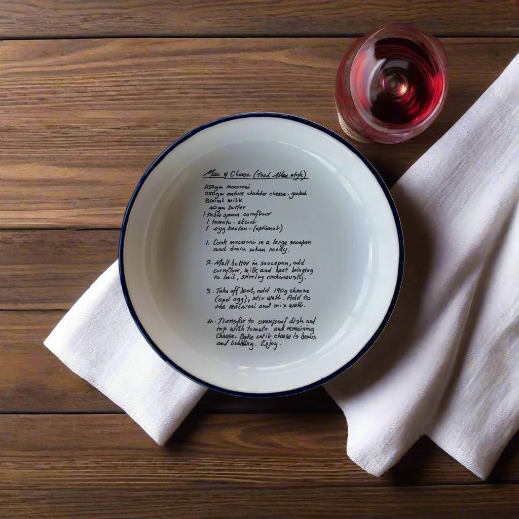 Handwritten Recipe - Engraved Enamel Shallow Bowl - Personalised Bowl ...
