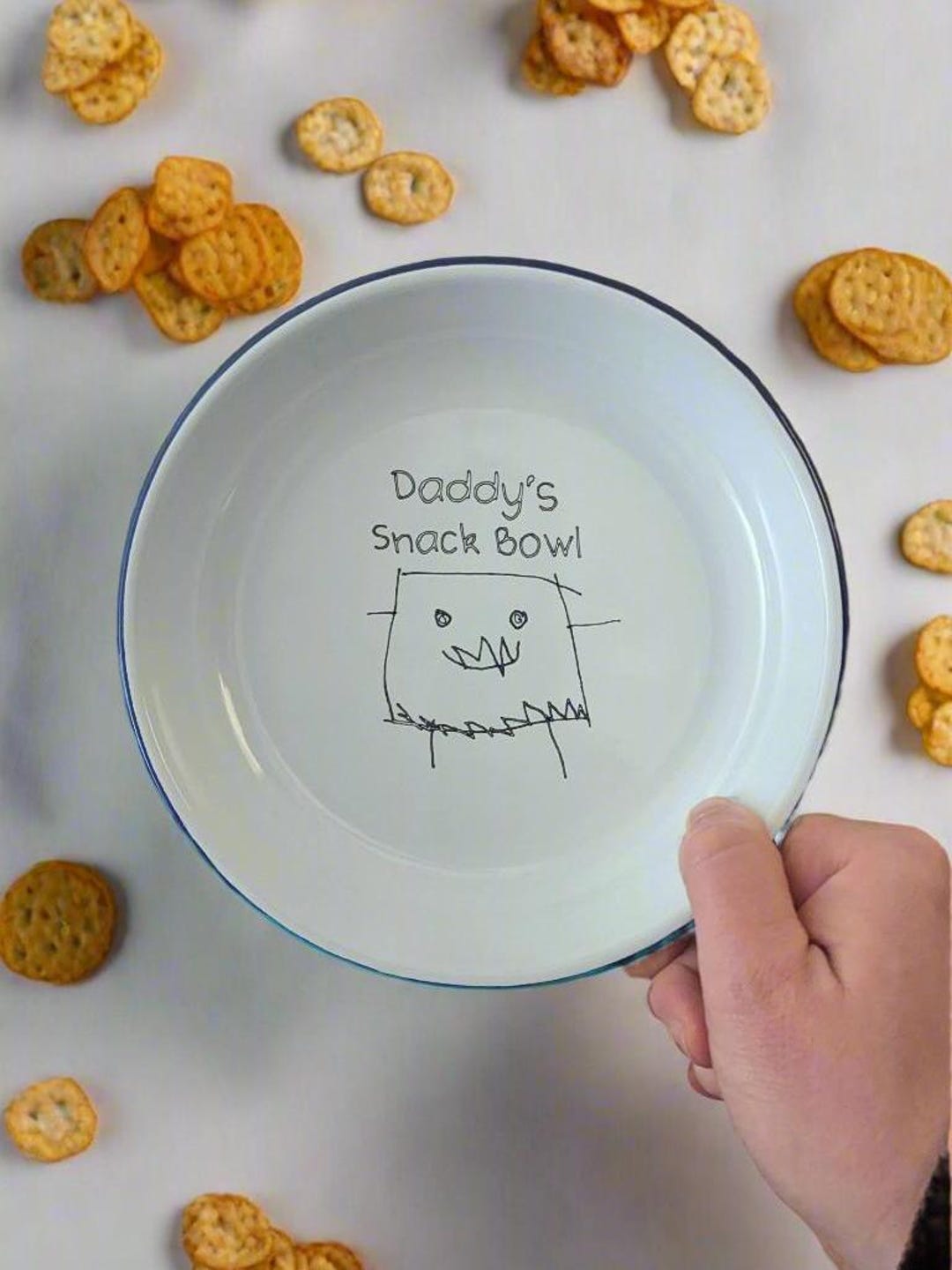 Your Child's Drawing - Engraved Enamel Shallow Bowl - Personalised Bowl ...