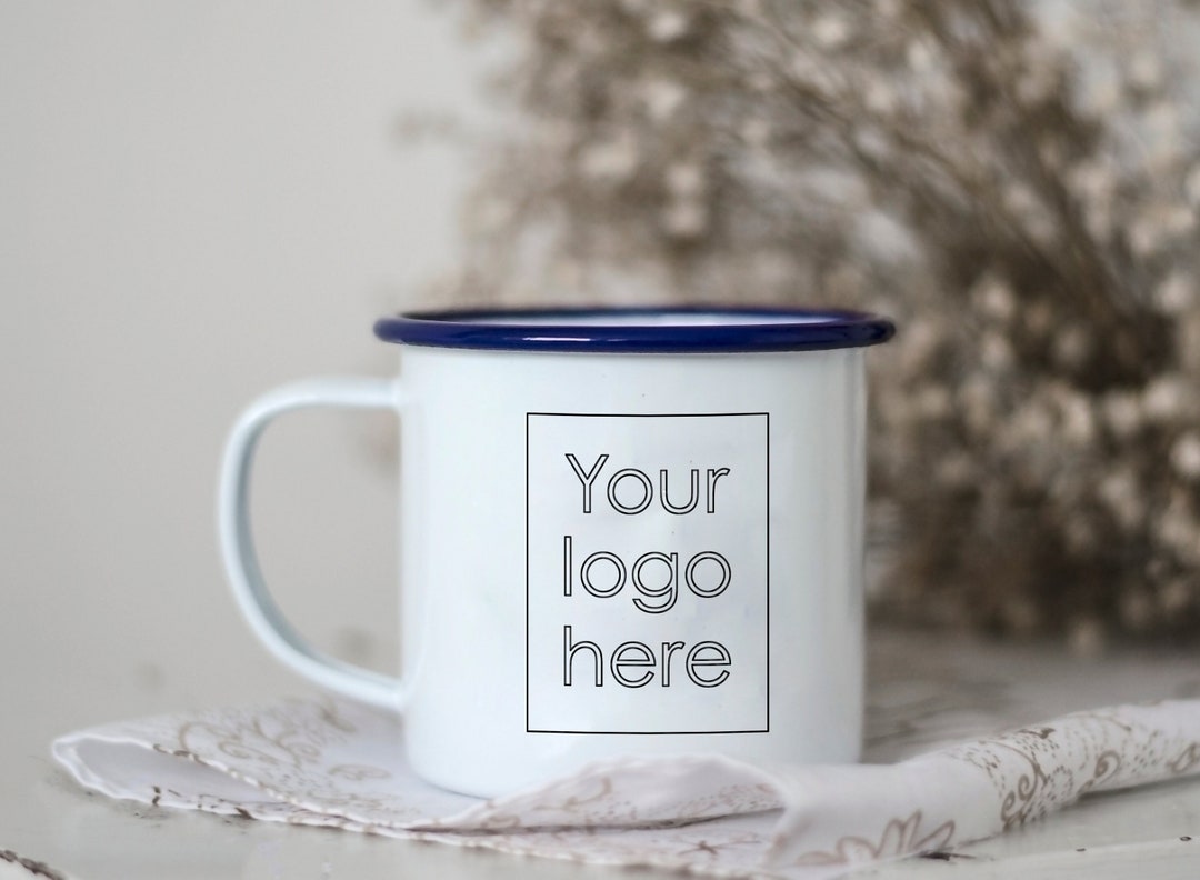 Your Custom Logo - Engraved Enamelware Mug or Plate - Etsy