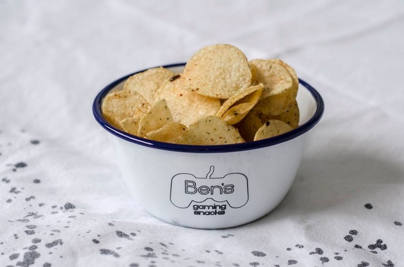 Personalised Gaming Snacks Bowl Engraved Enamel - Etsy