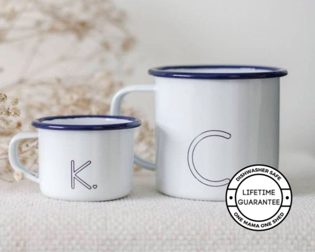 Monogram Personalised Engraved Enamel Mug - Etsy