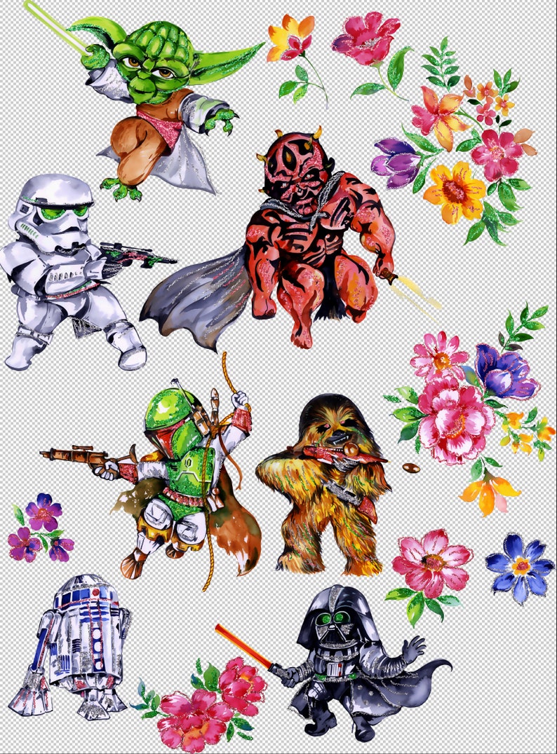 Space Fighters Adventure Clipart for Stickers Wall Art and DIY Digital ...