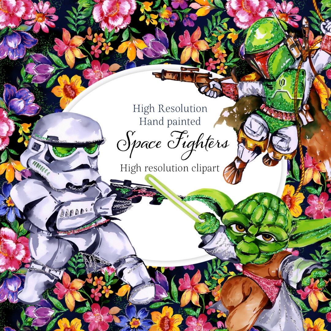 Space Fighters Adventure Clipart for Stickers Wall Art and DIY Digital ...