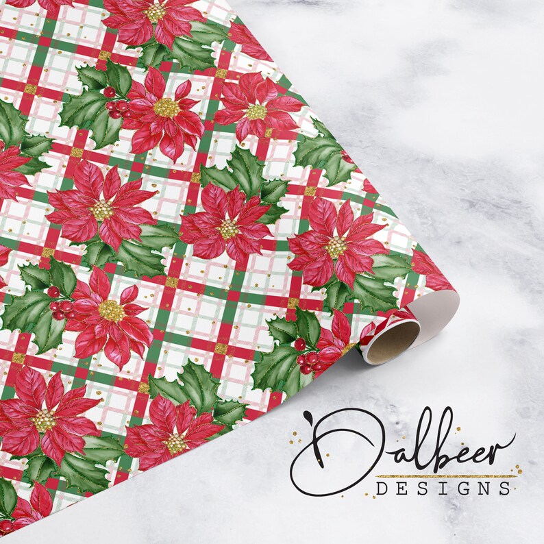 Christmas Glitter Digital Paper Pack Winter Floral Cardinal Bird With ...