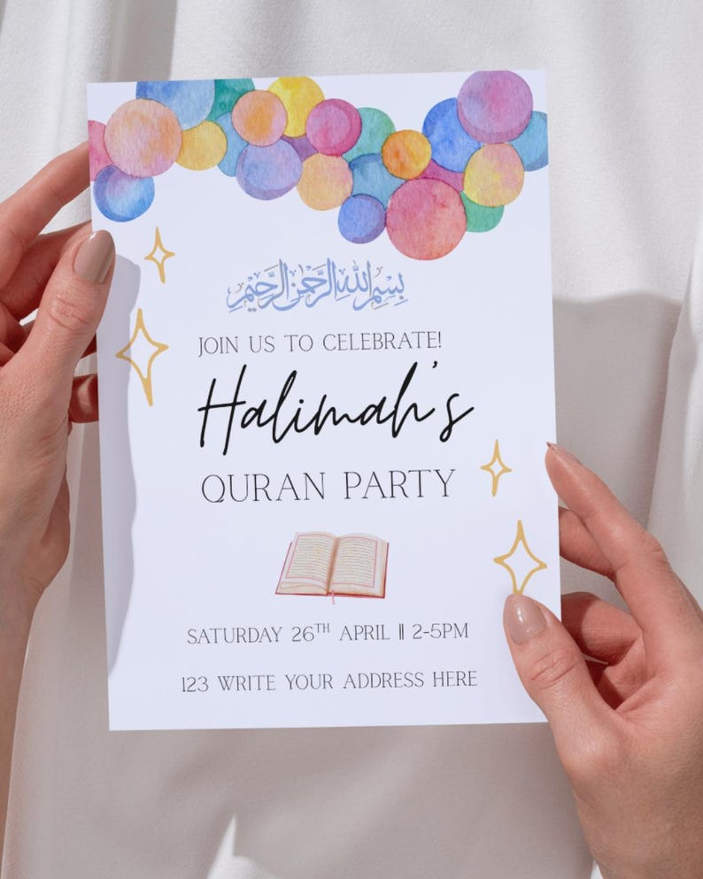 Quran Party Invitation: Islamic Celebration, Editable Print (PDF) - Etsy