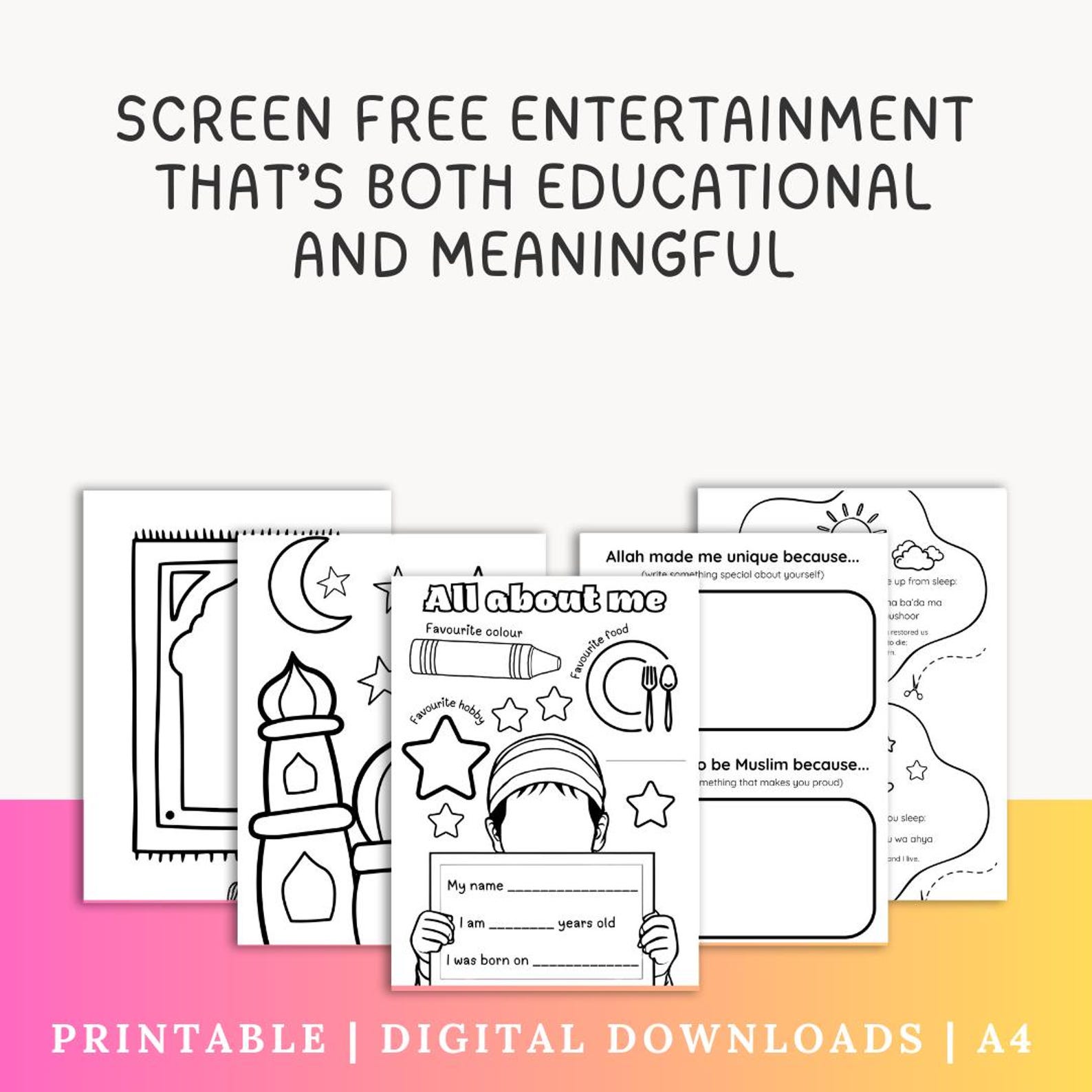 Islamic Kids Activity & Colouring Sheets – A4 Printable Bundle | Islam ...