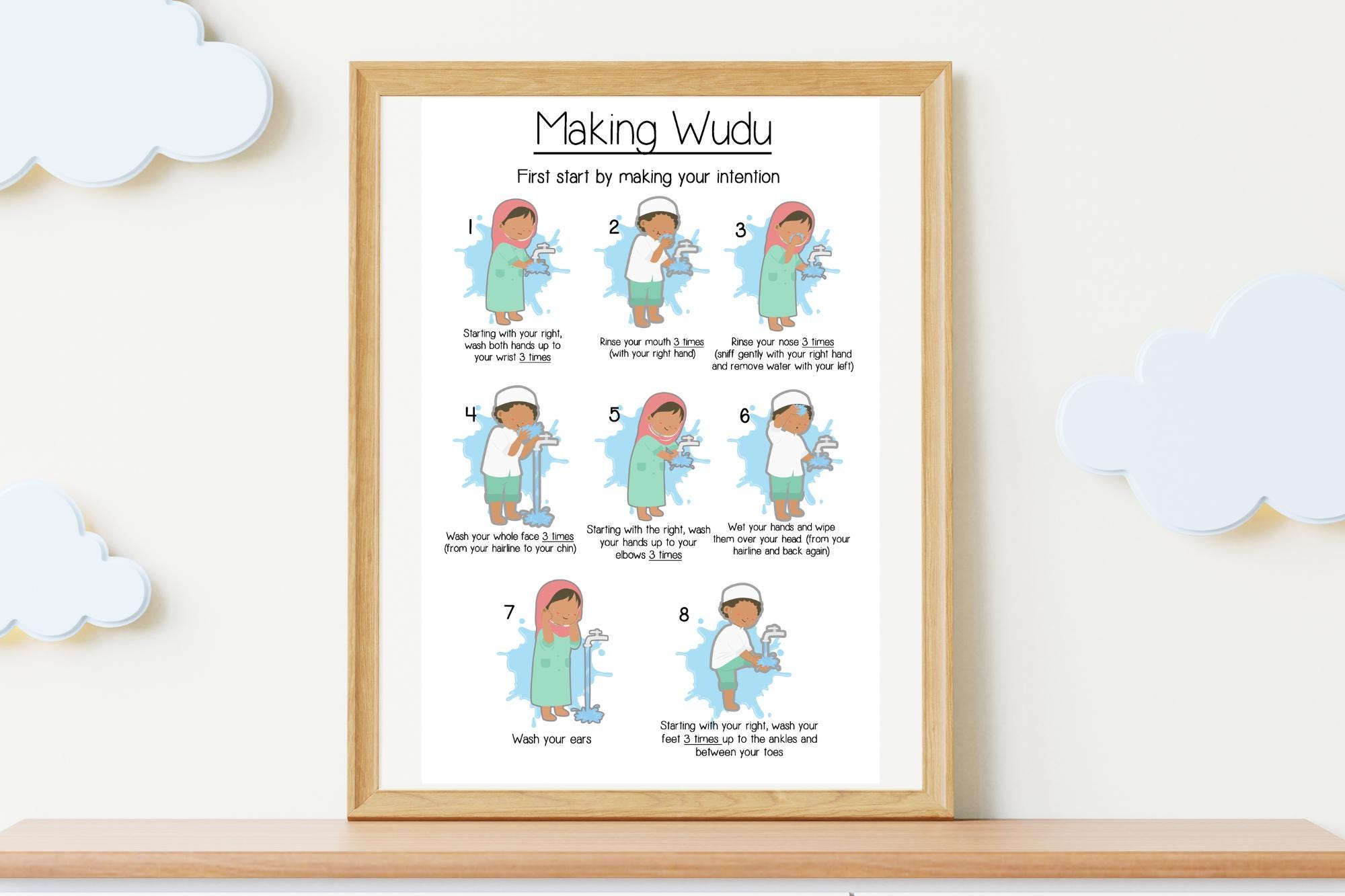 Kids Wudu Chart | Kids Wudu Poster | Printable | Kids Wudu Print | Step ...