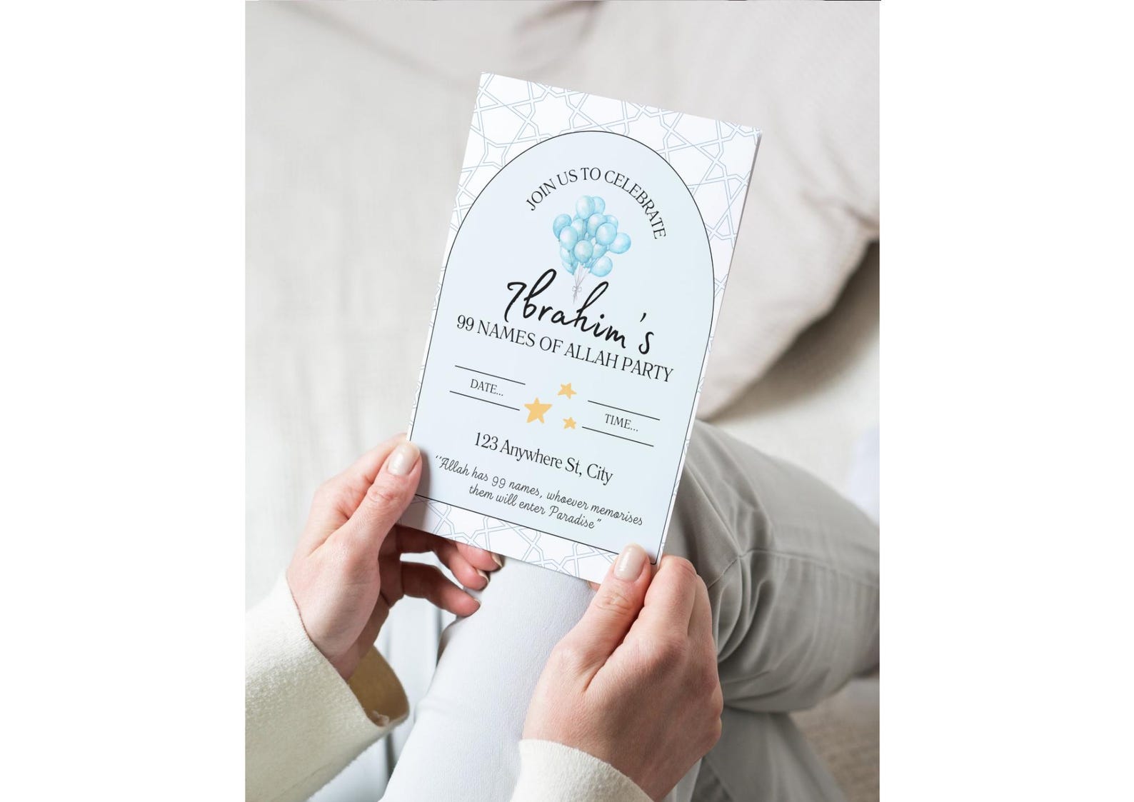 99 Names of Allah Party Invitation (digital Download) - Etsy