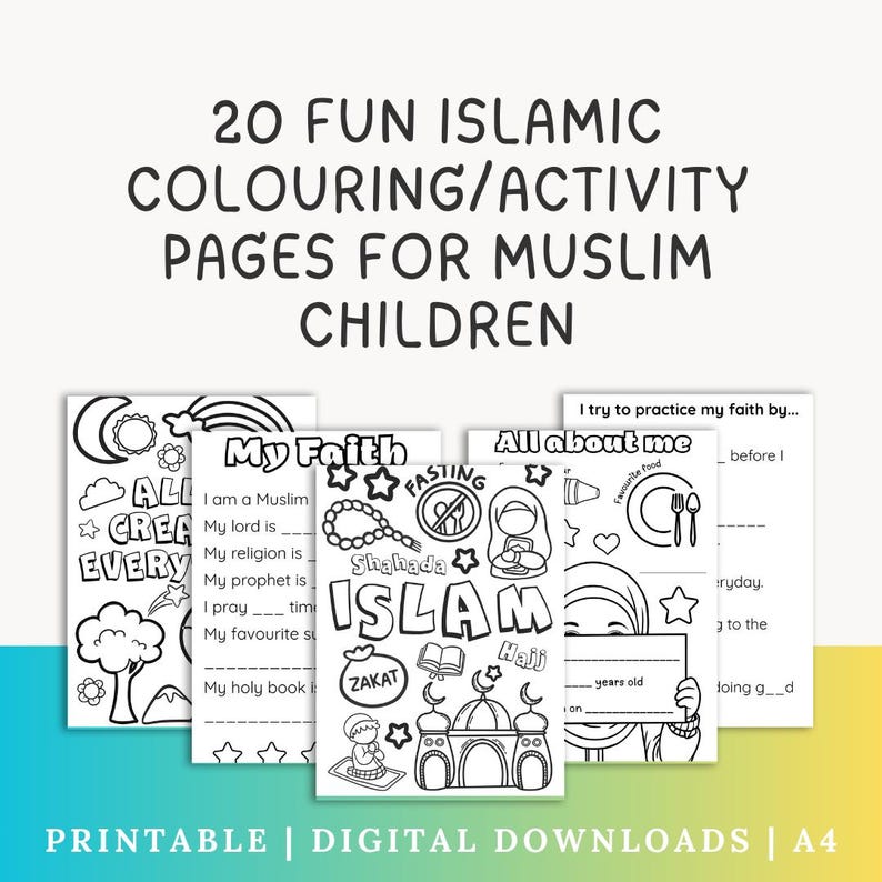 Islamic Kids Activity & Colouring Sheets – A4 Printable Bundle | Islam ...