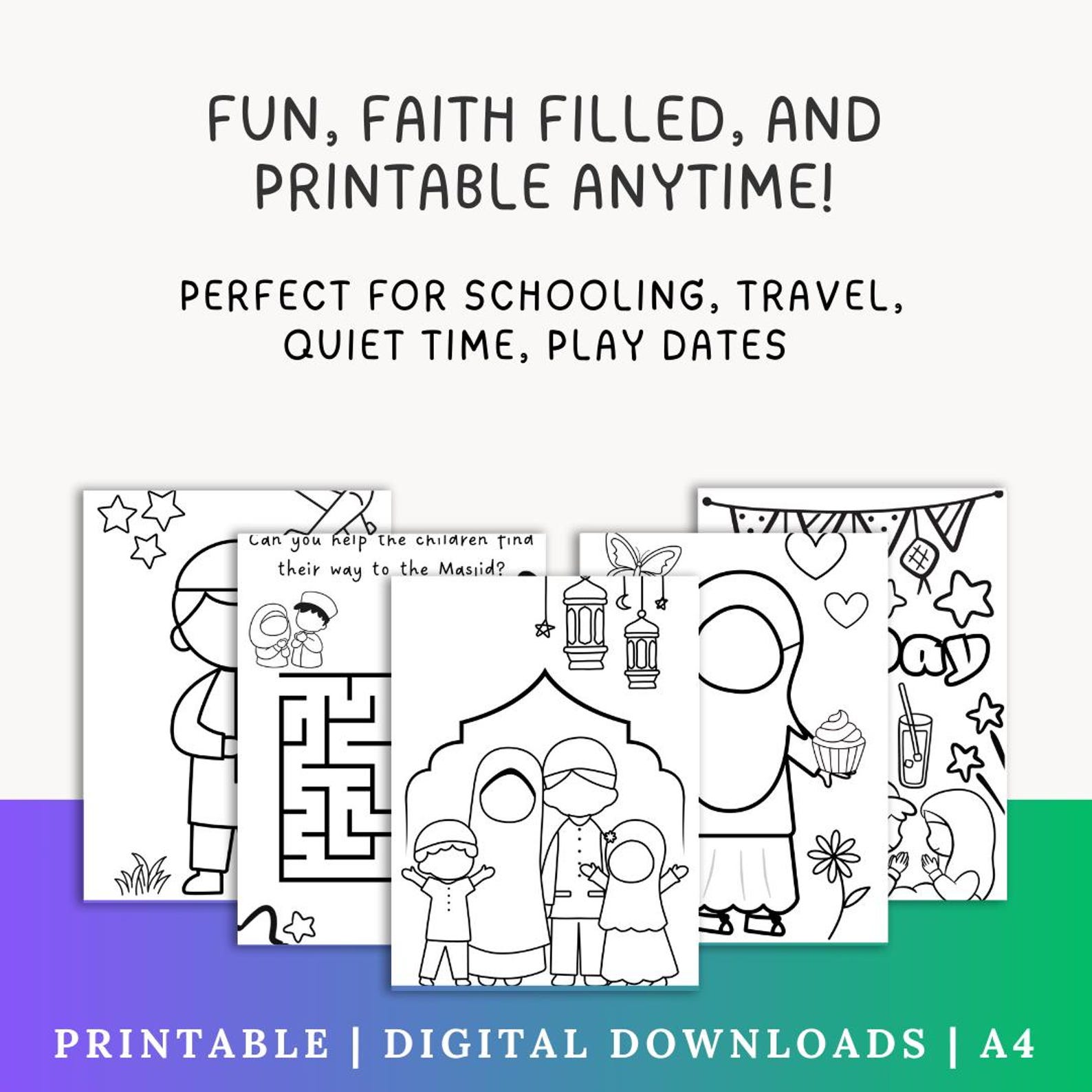 Islamic Kids Activity & Colouring Sheets – A4 Printable Bundle | Islam ...