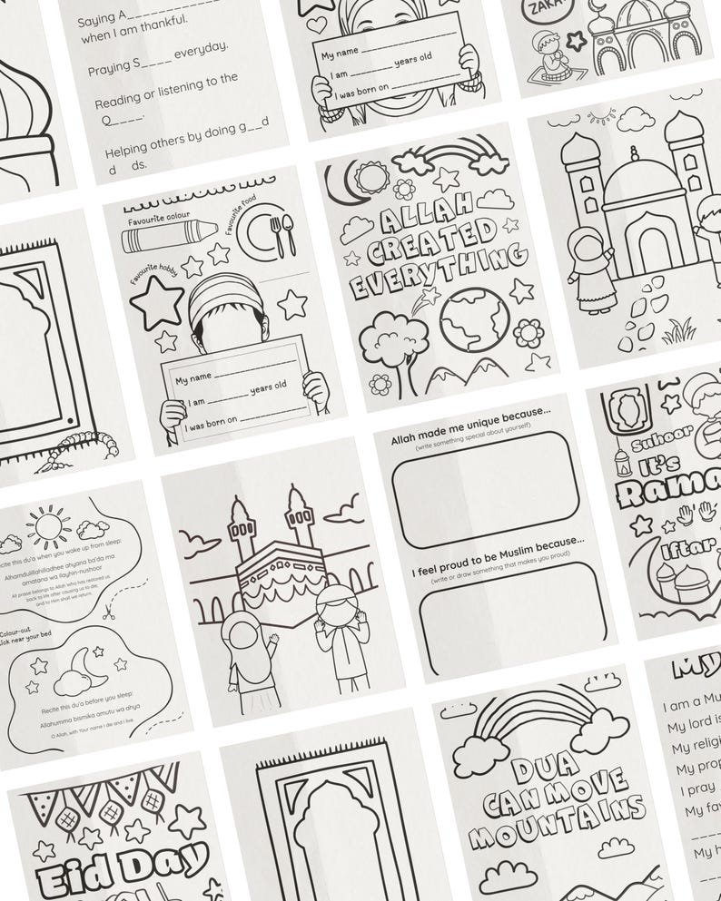 Islamic Kids Activity & Colouring Sheets – A4 Printable Bundle | Islam ...