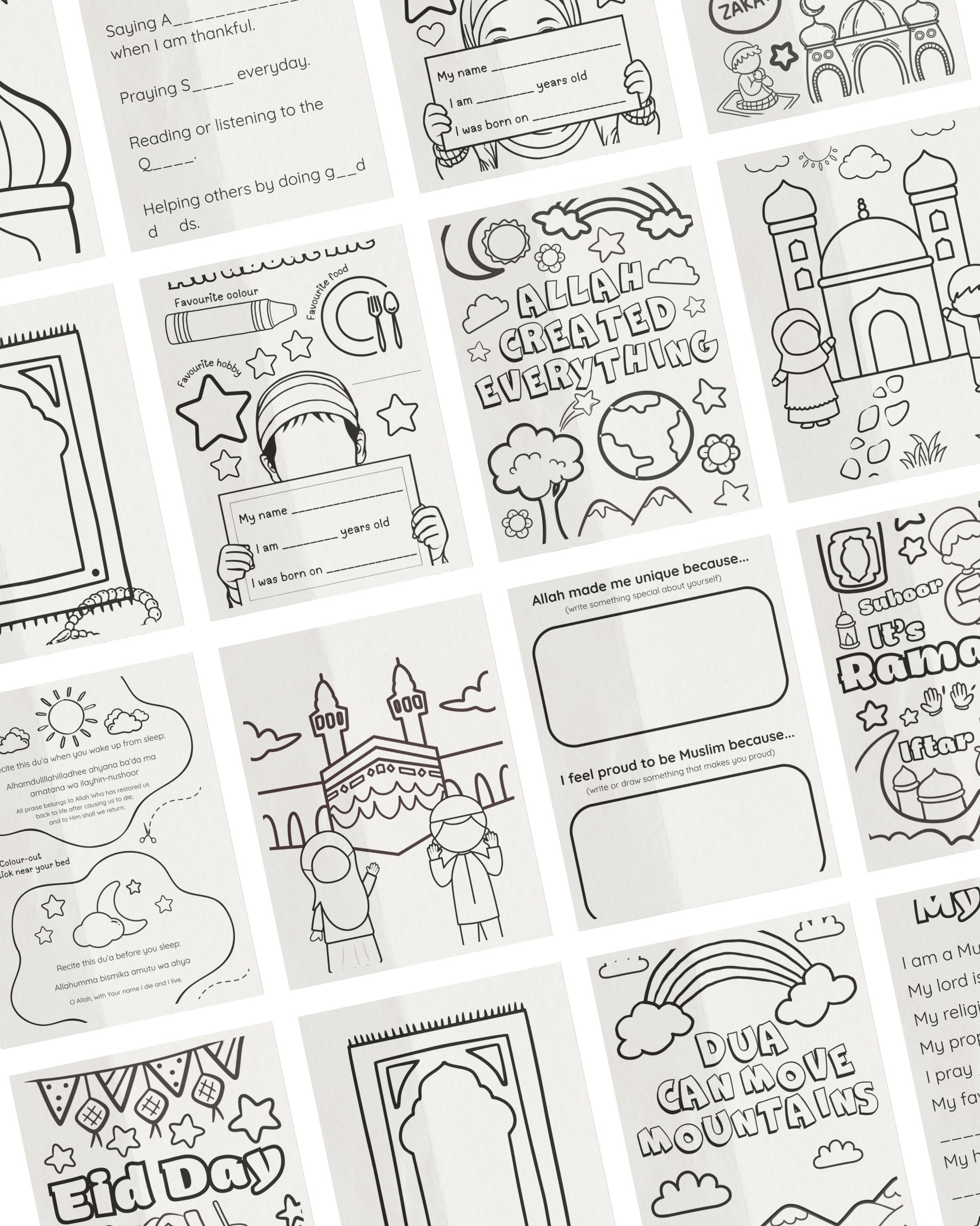 Islamic Kids Activity & Colouring Sheets – A4 Printable Bundle | Islam ...