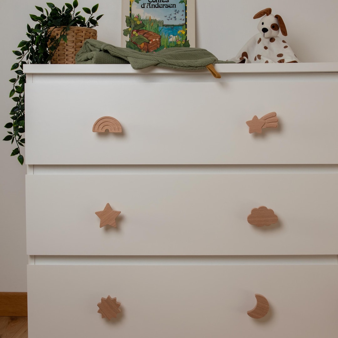 Wooden Sky Drawer Handles - Cloud, Star, Moon and More - Wooden Drawer ...
