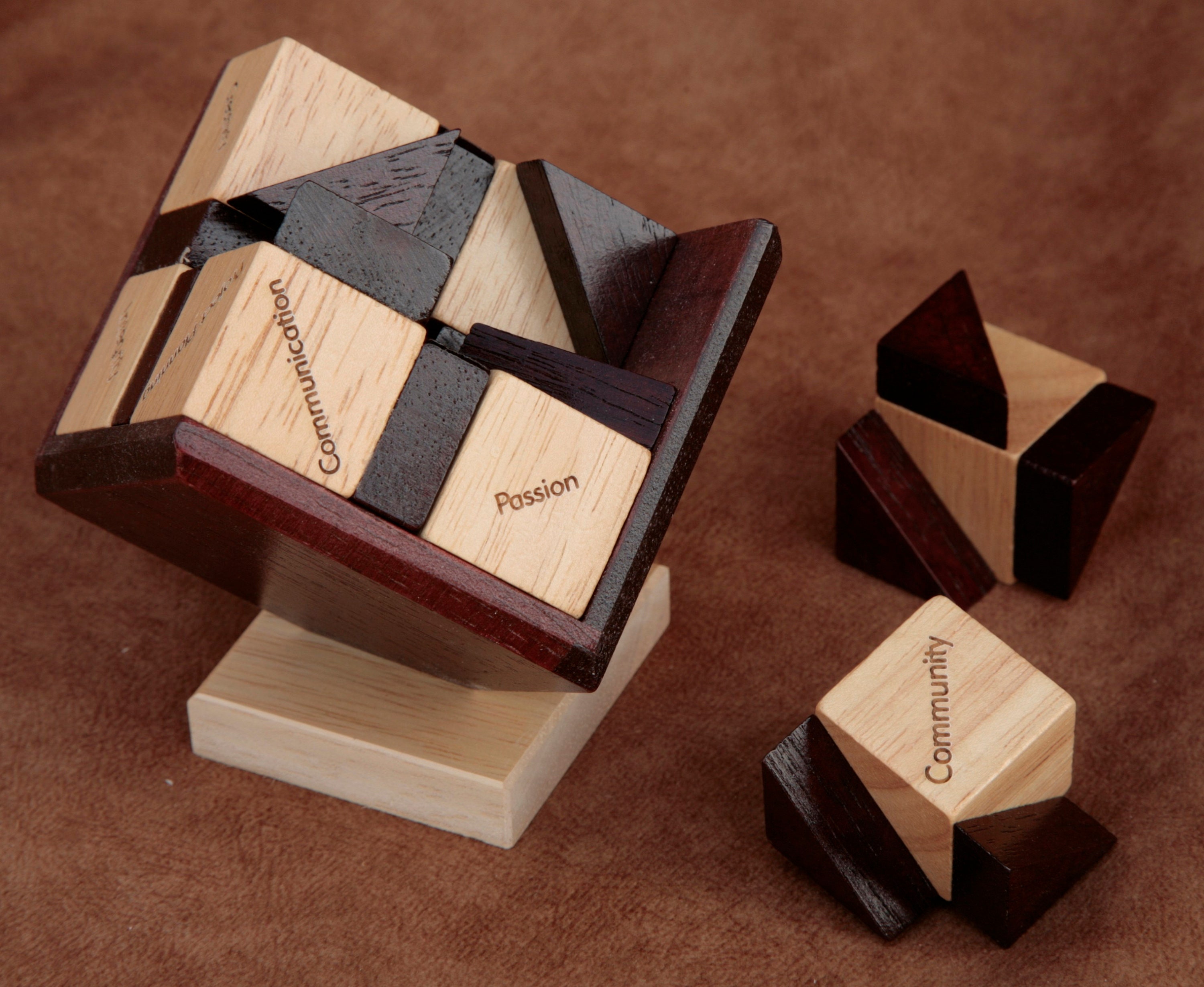 8 Piece Block Puzzle--with Stand 2 Tone Rubberwood Brain Teaser - Etsy