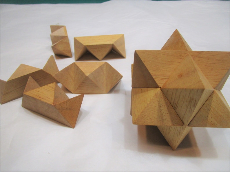 Star 6 Piece Wooden Brain Teaser Puzzle 3 Inch Size - Etsy