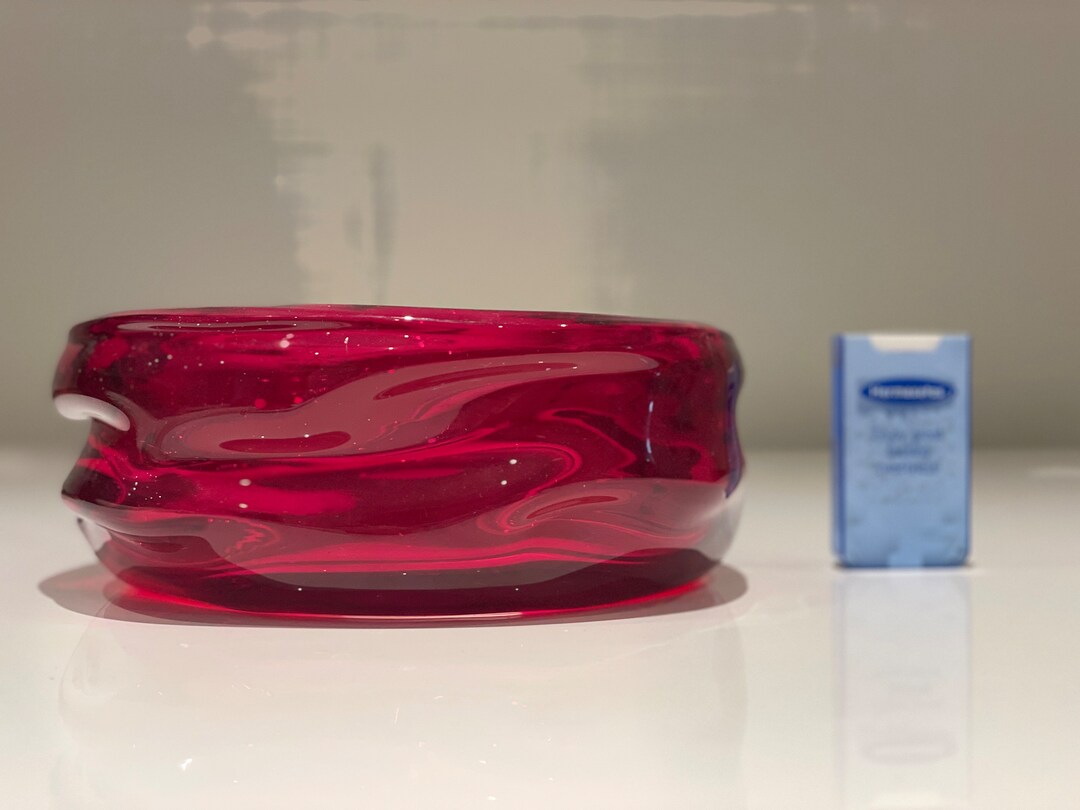 Whitefriars Vintage Ruby Red Glass Bowl 60s Collectable Fruit Etsy
