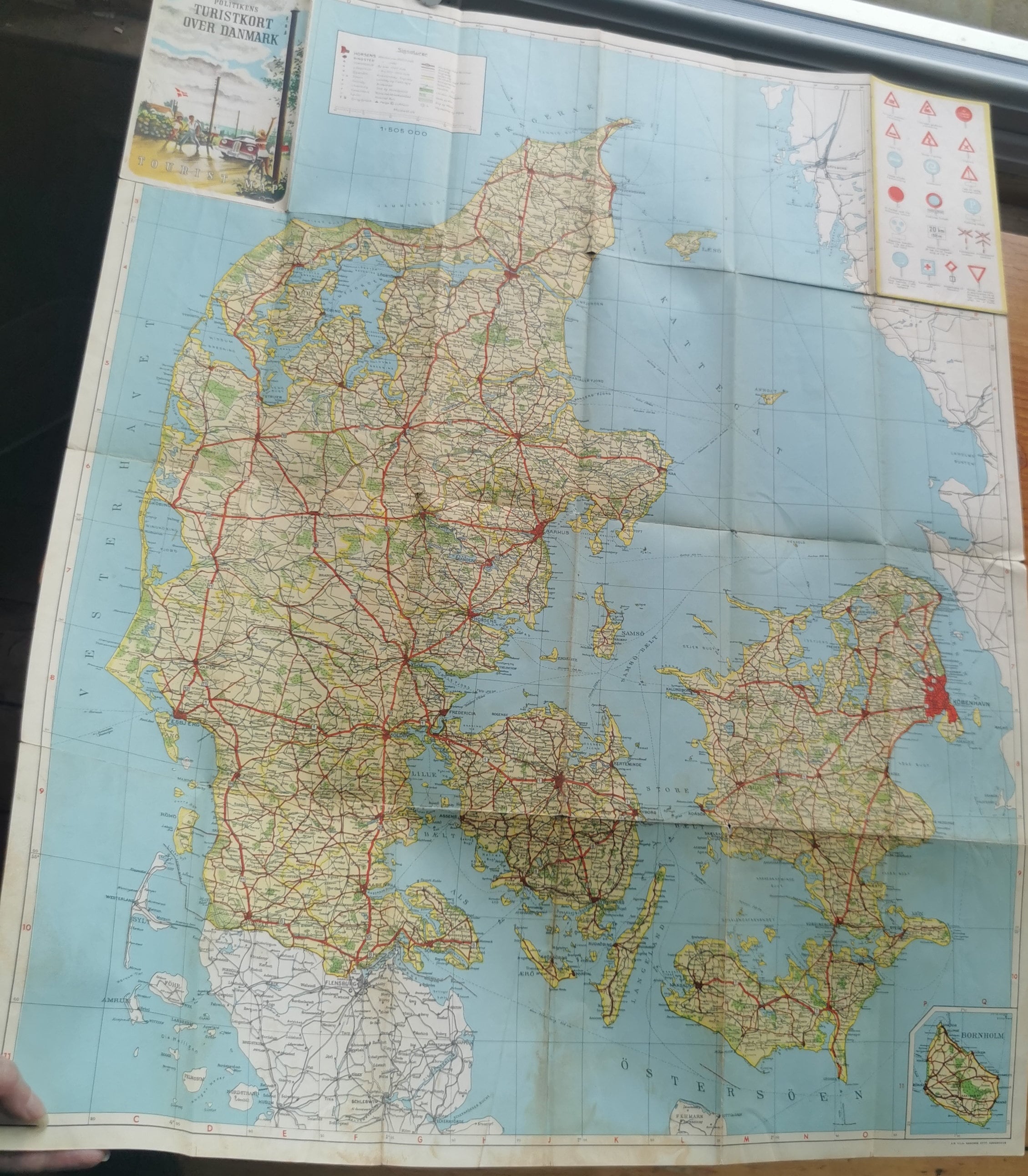 Vintage Danish Map 1950s Tourist Map - Etsy