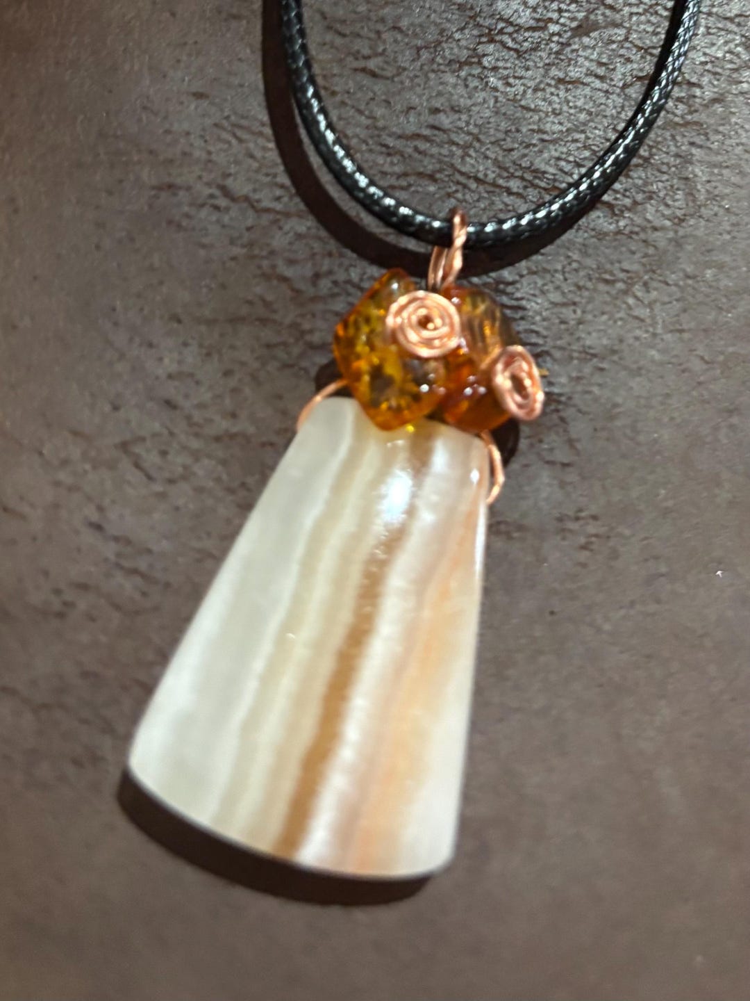 Caymanite With Amber Pendant - Etsy