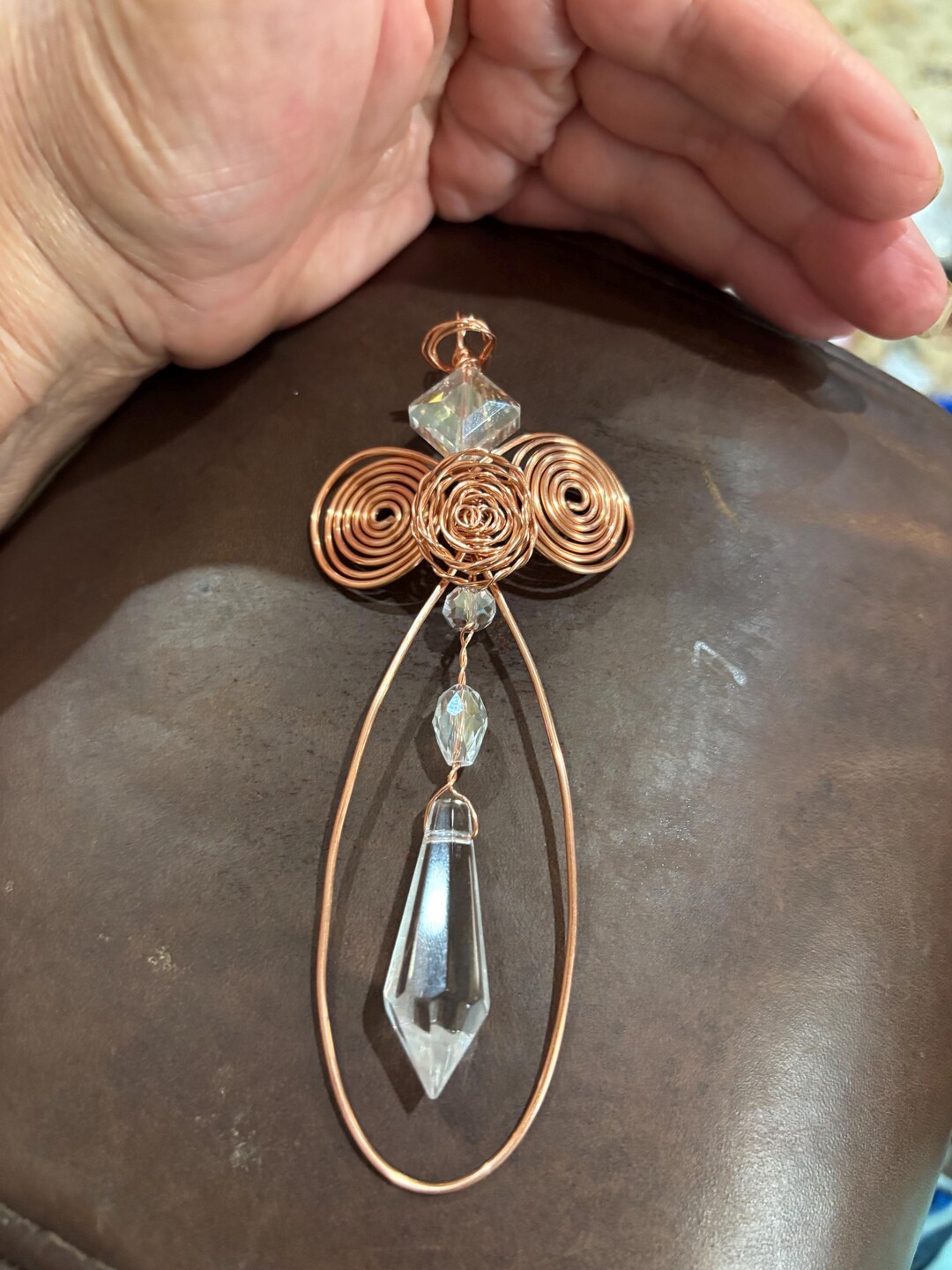 Copper Wire & Prism Angel Sun Catcher. - Etsy