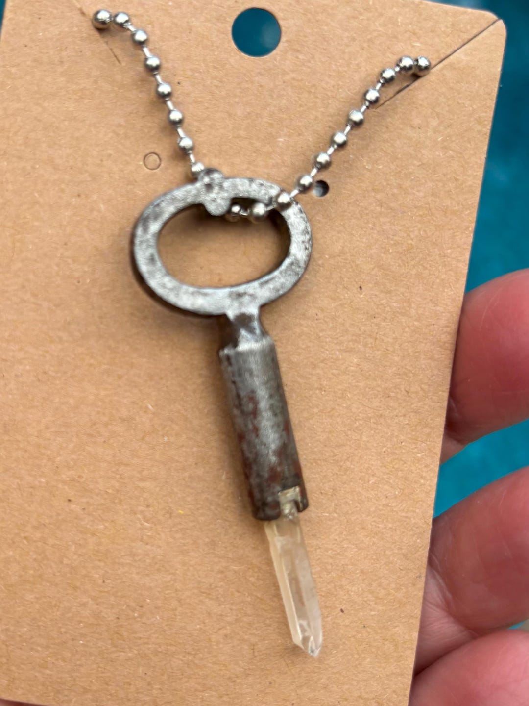 Vintage Repurposed Clock Key With Clear Quartz Point. Mini Wand. Free ...