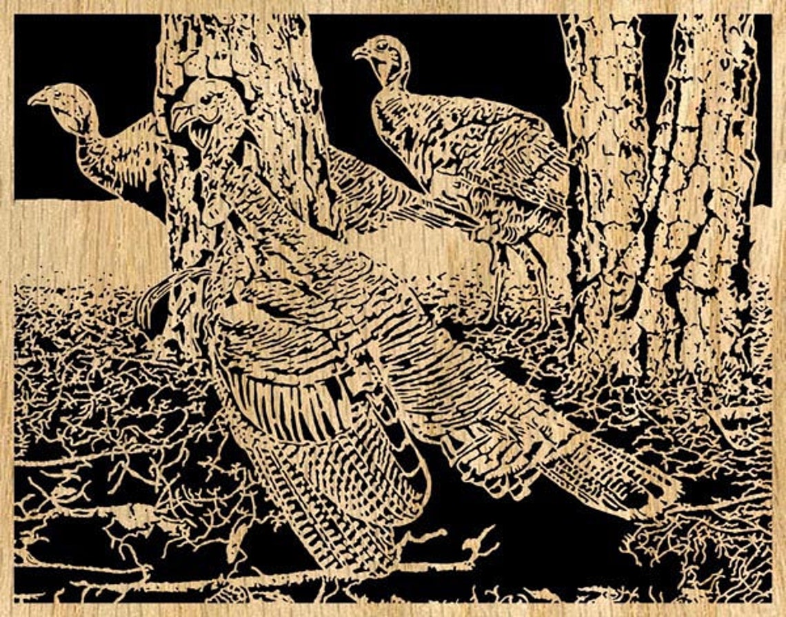 122mw - Wild Turkeys - Scroll Saw Pattern (pdf) - Etsy