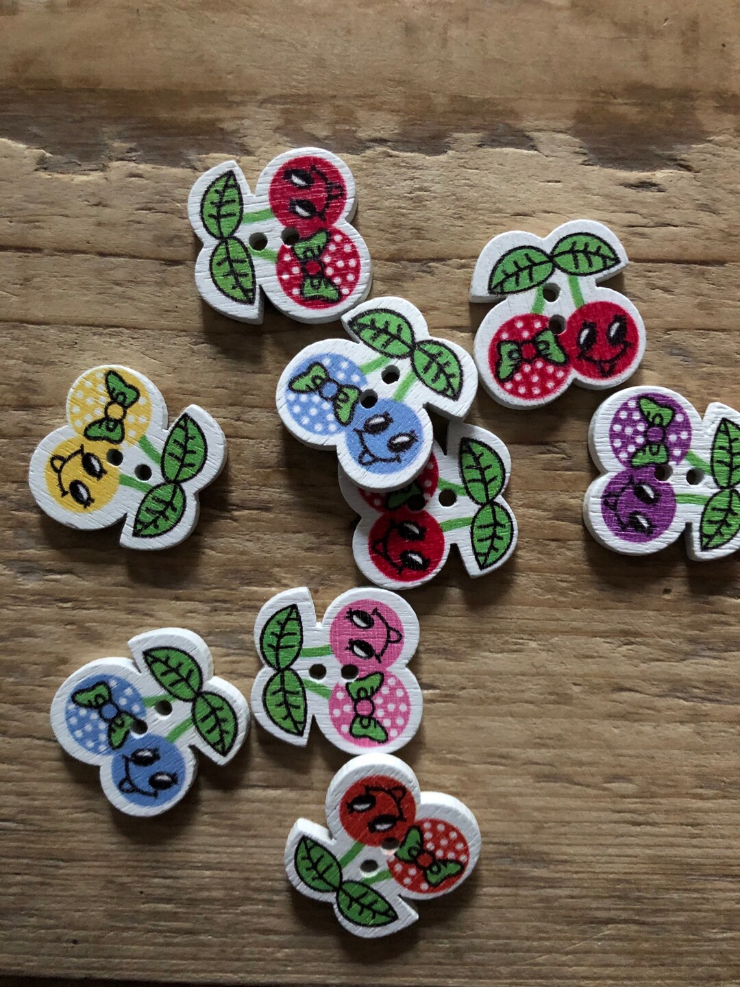 Wooden Buttons 5/10 Pieces Cherry Buttons Button Craft Craft Supplies ...