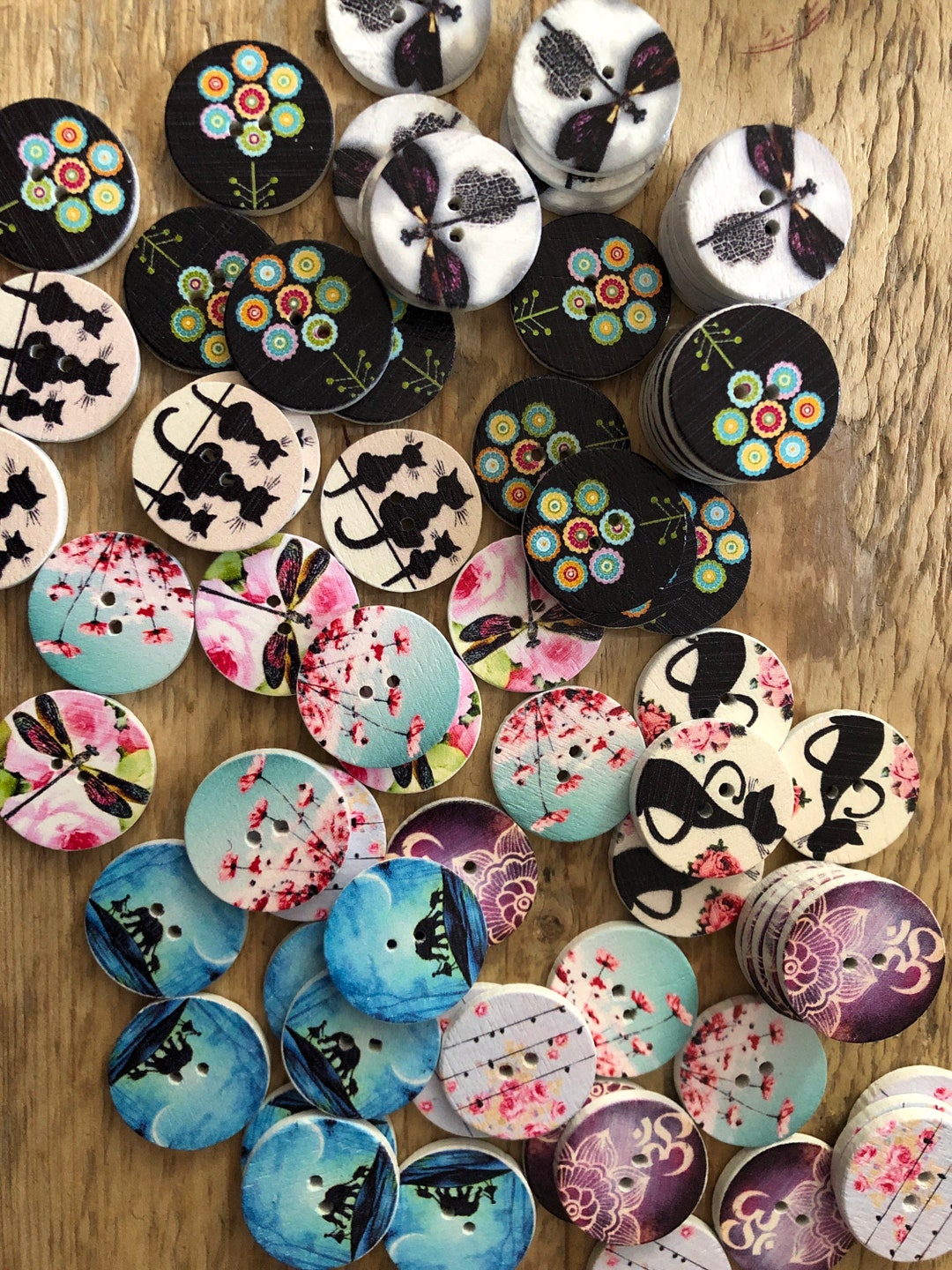 Wooden Buttons, Button Motifs 1 Piece, Children's Buttons 2 Cm, to ...