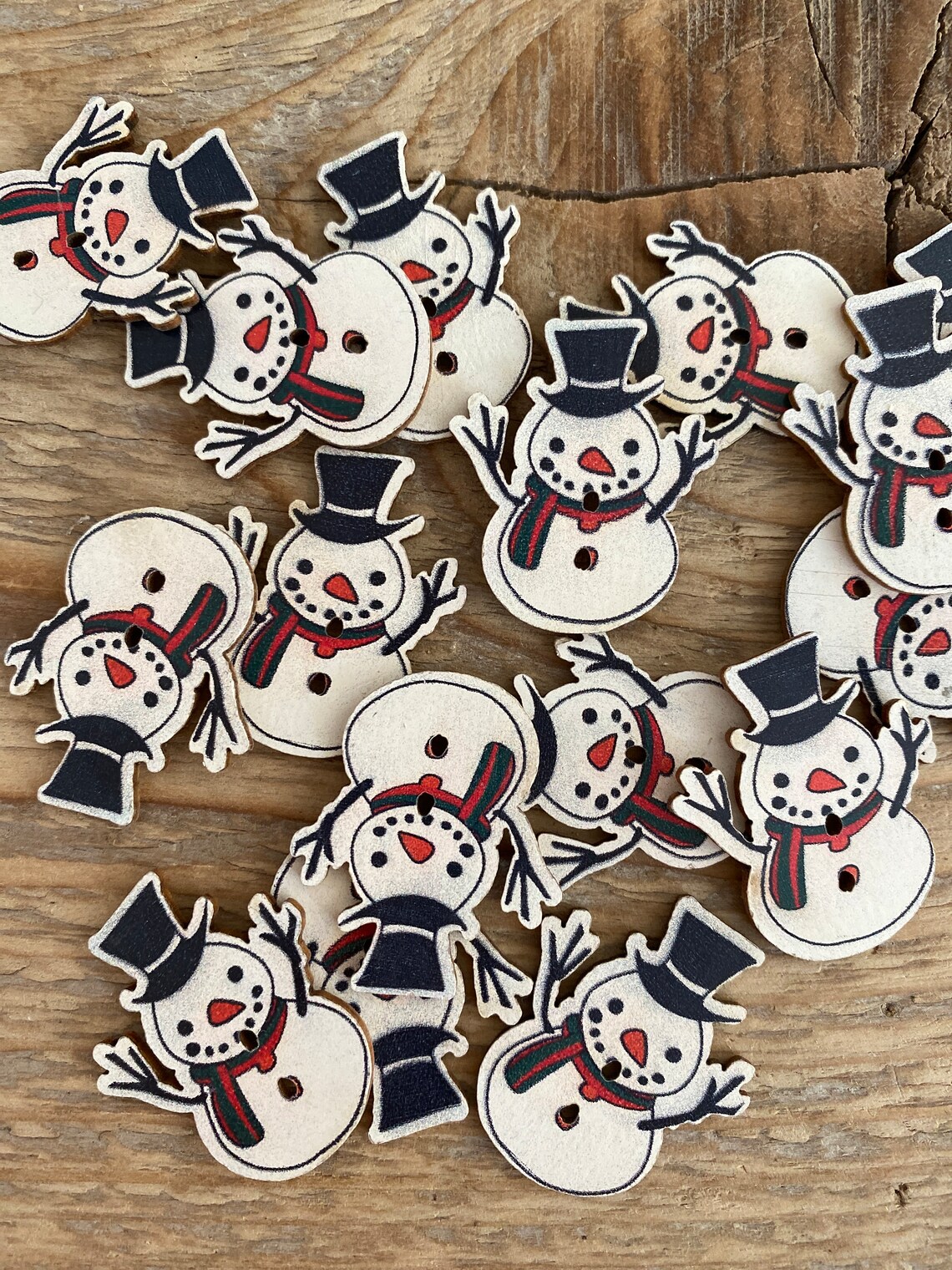 Snowman Button / Wooden Button / Winter / Sew-on Buttons / Christmas - Etsy