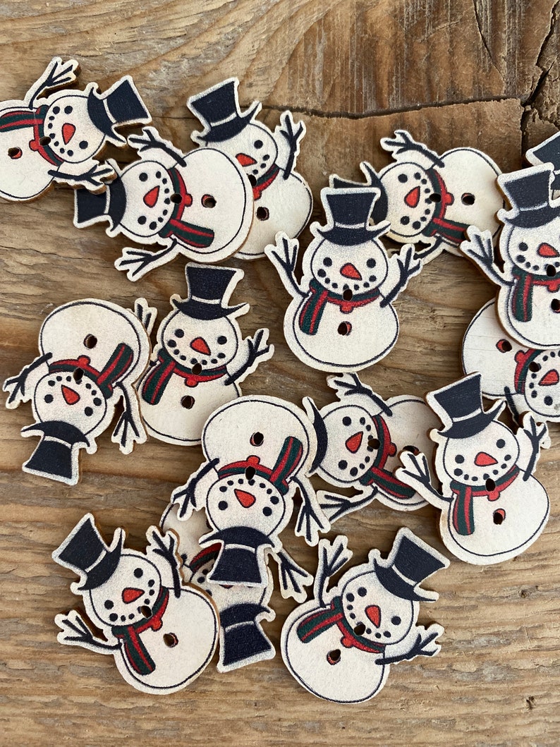 Snowman Button / Wooden Button / Winter / Sew-on Buttons / Christmas - Etsy