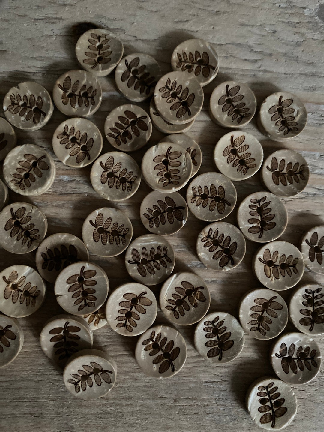 10 Pieces Natural Coconut Button Leaf Branch Coconut / Button / Natural ...